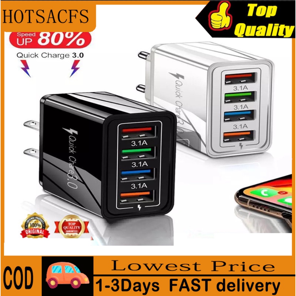 4 USB 5V3A Multi-port USB Charging Head Mobile Phone Charger Power ...