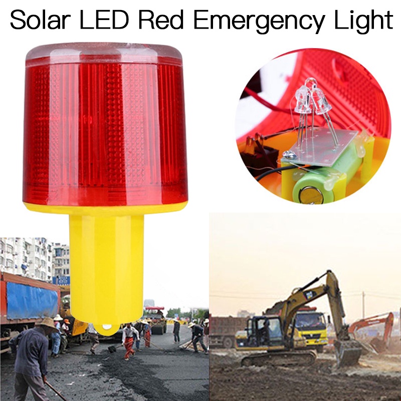 Solar LED Red Emergency Light Flash Indicator Lamp Traffic Tower Beacon ...