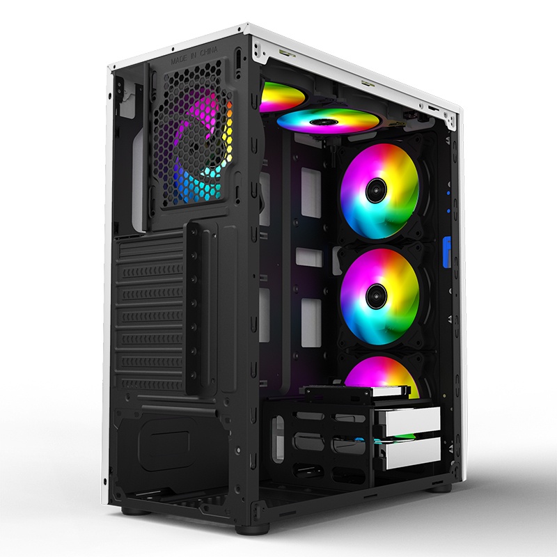 SYCAT-6 ATX,M-ATX,Mini-ITX PC Computer Case RGB Black And White PC ...