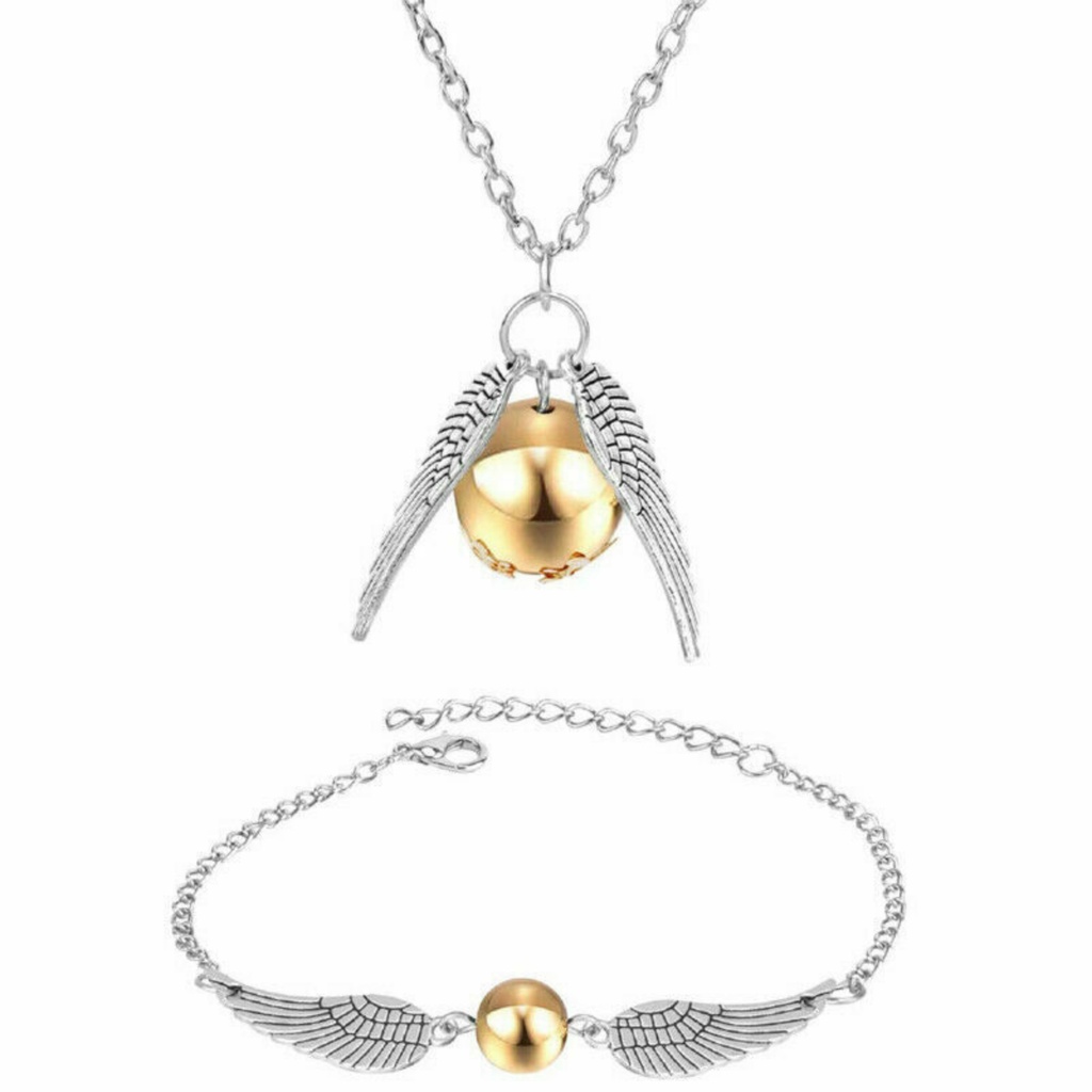 Harry Potter Golden Snitch Quidditch Silver Necklace Bracelet Jewellery ...