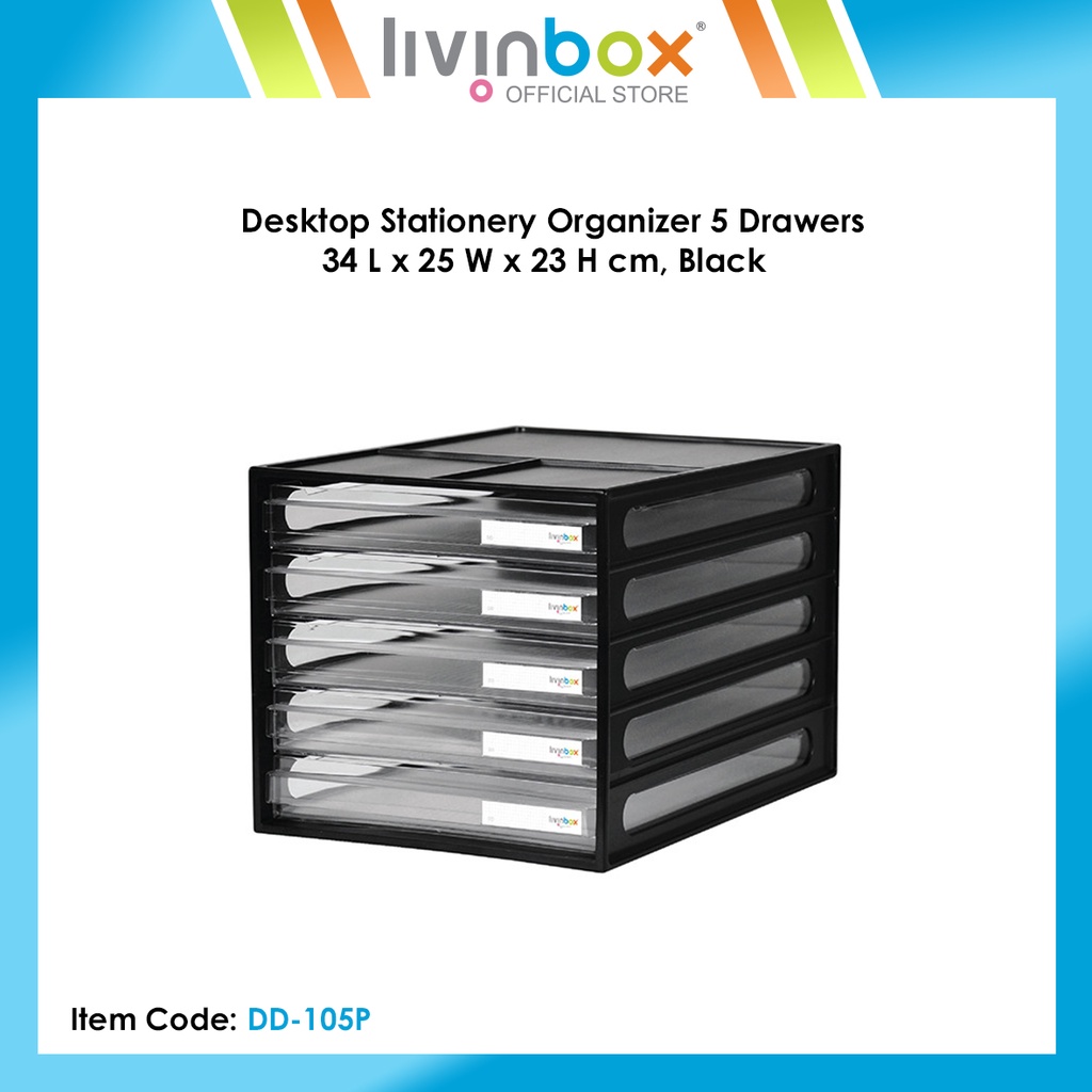 Livinbox Desktop Stationery Organizer 5 Drawers 34 L x 25 W x 23 H cm ...