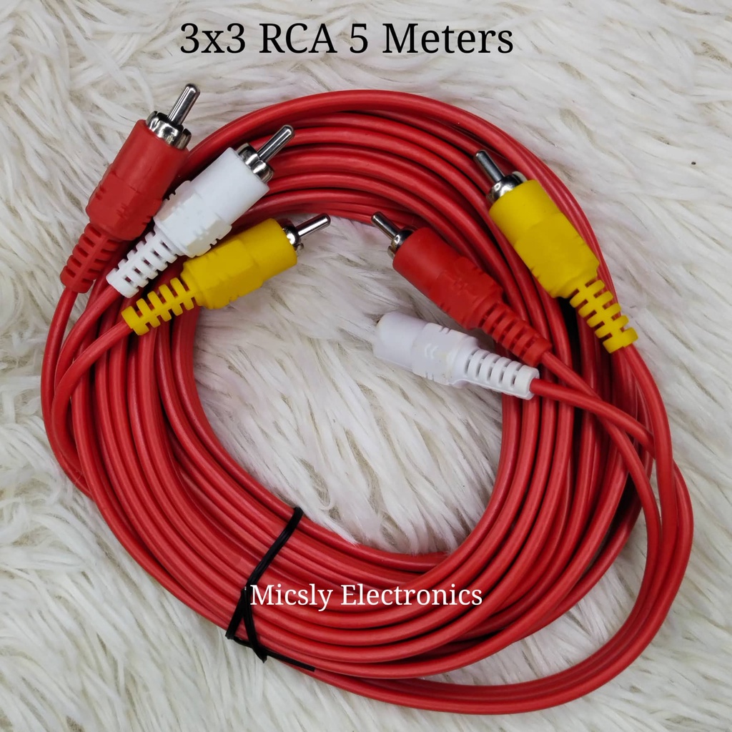RCA 3x3 High Quality RCA Audio/ Video Cable 3, 5 and10 meters | Shopee ...