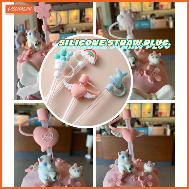 Reusable Silicone Straw Plug Unique Starbucks Cartoon Airtight Drinking ...