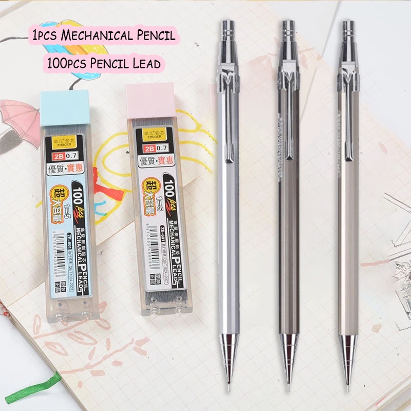 Mechanical pencil 2B 0.5/0.7 Automatic Pen Press Pen School Supplies ...