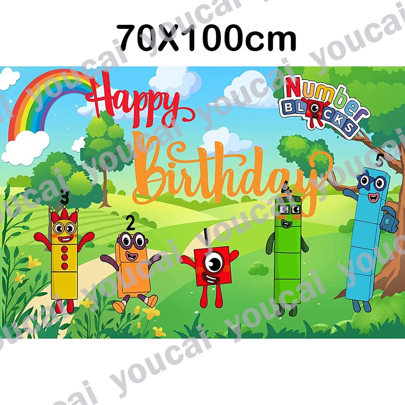 Numberblocks Birthday Party Decorations Banner Cake Toppers Backdrop ...