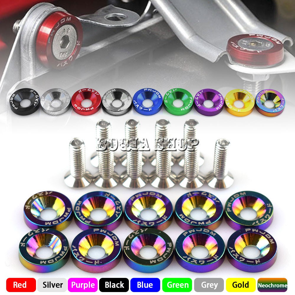 10pcs M6 JDM Car Modified Hex Fasteners Fender Washer Bumper Engine ...