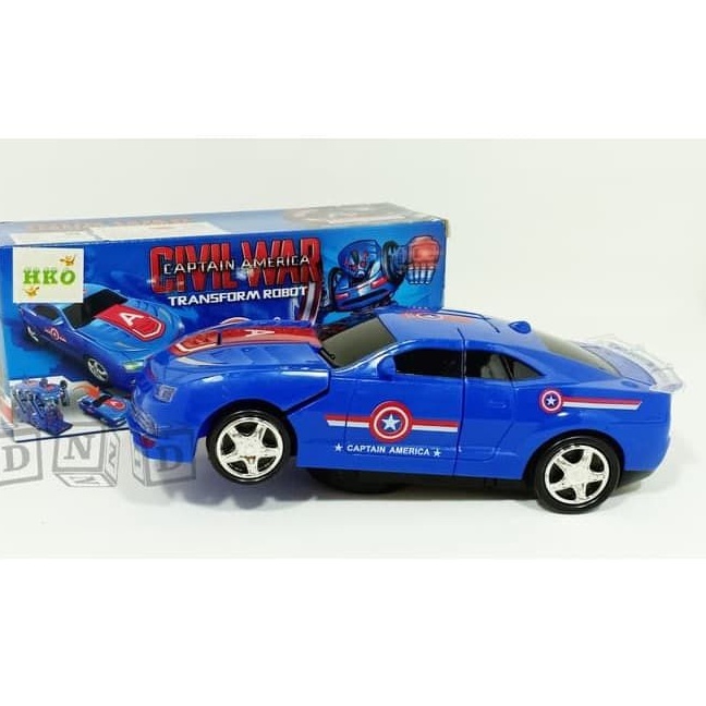 Toy Car Civil War Captain America Transform Robot Car Blue Car | Shopee ...