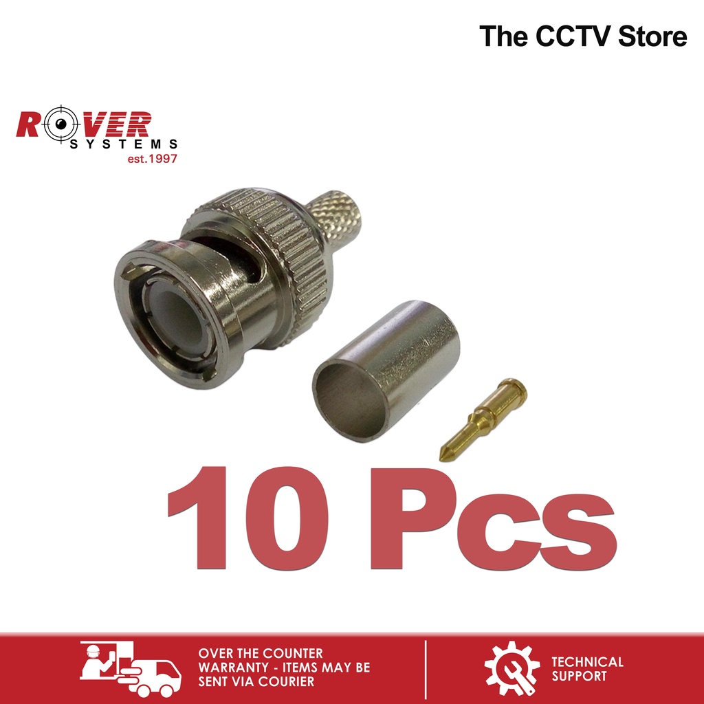 Rover Systems BNCP0 BNC Plug RG59 Crimp Type 1 Connector for CCTV RG59 Coaxial Cable | Shopee ...