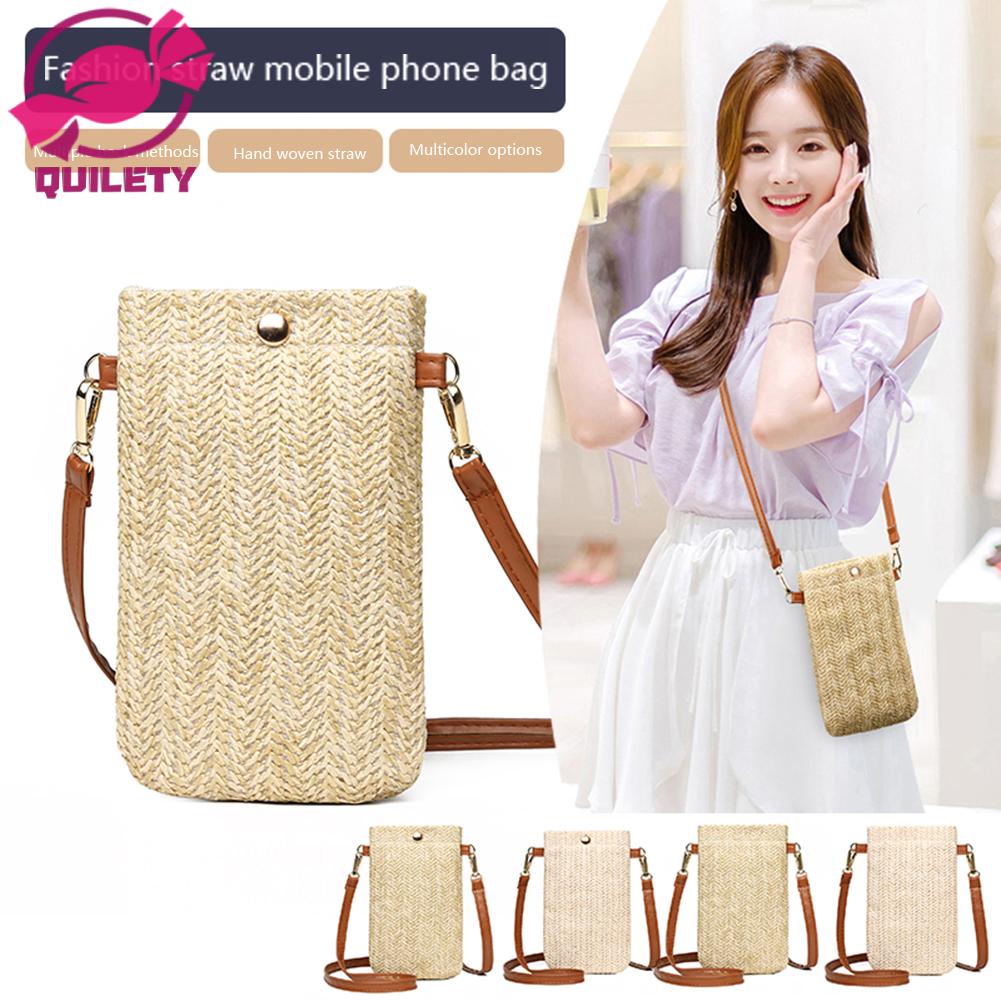 Summer Women Mini Straw Crossbody Bags Hand Woven Beach Phone Wallet ...