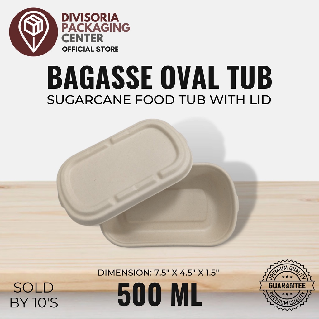 (10pcs) 500ml Bagasse Sugarcane Oval Tub w/ lid Takeout box/ Eco-Friendly Biodegradable | Shopee ...