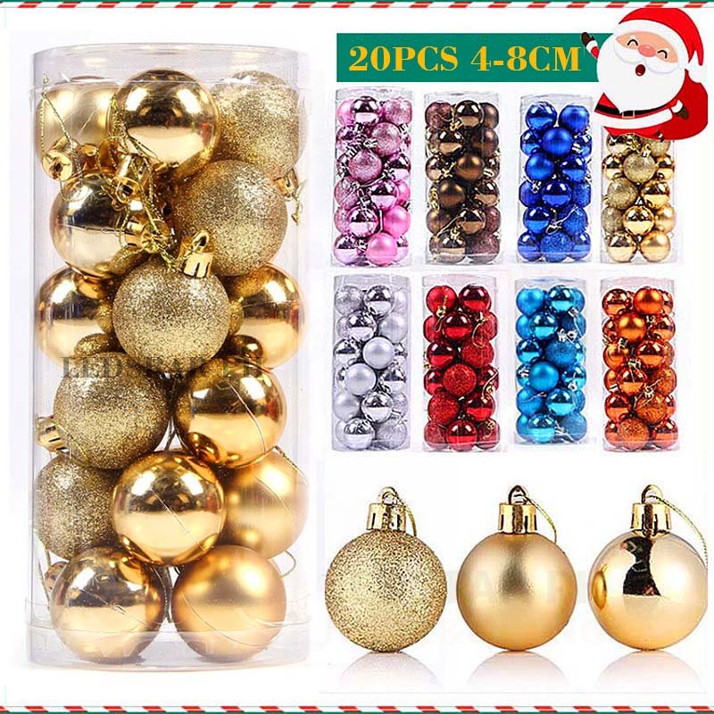 20pcs Christmas balls 4CM 5CM 6CM 8CM Christmas tree pendant Christmas ...