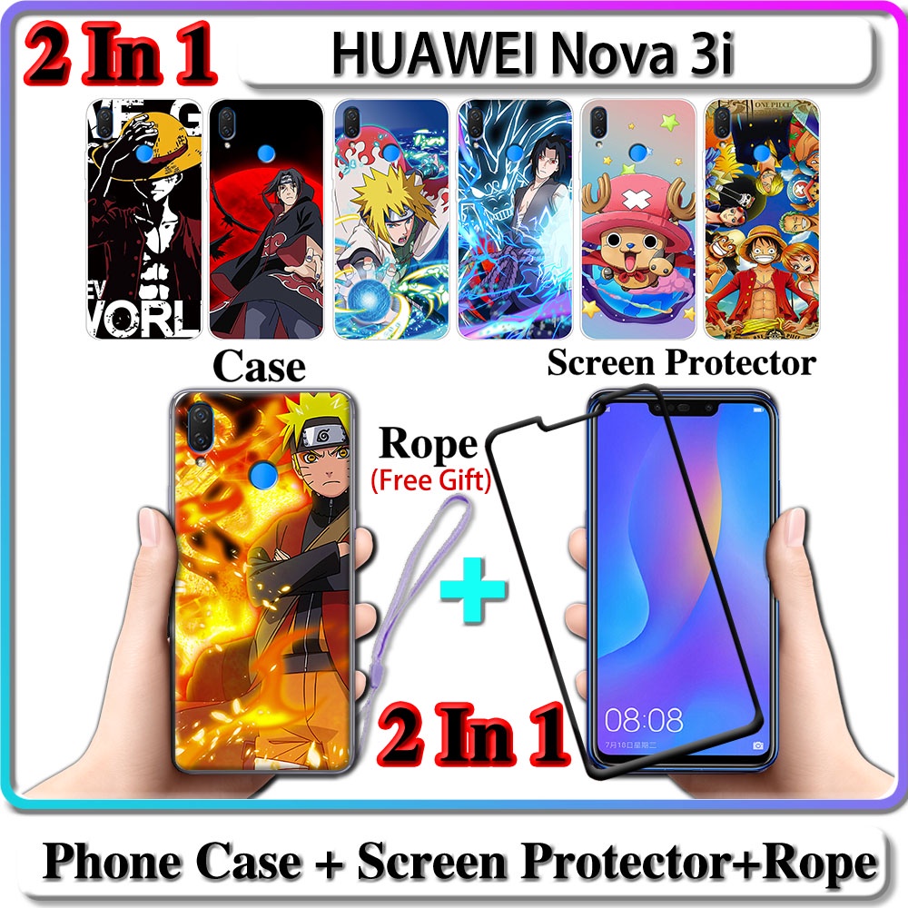 2 IN 1 Case HUAWEI Nova 3i Case with Tempered Glass Curved Ceramic ...