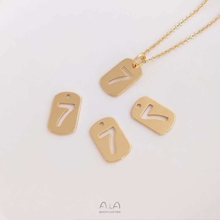 14K Gold-Packed Color-Preserving Small lucky7 Number Plate Lucky 7 ...