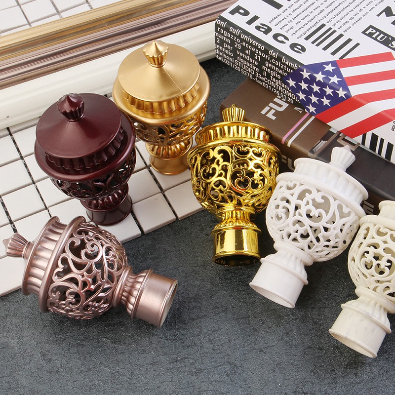 2Pcs Curtain Rod Cap Finials 66 x 115mm Plastic Vintage for 28mm Dia ...