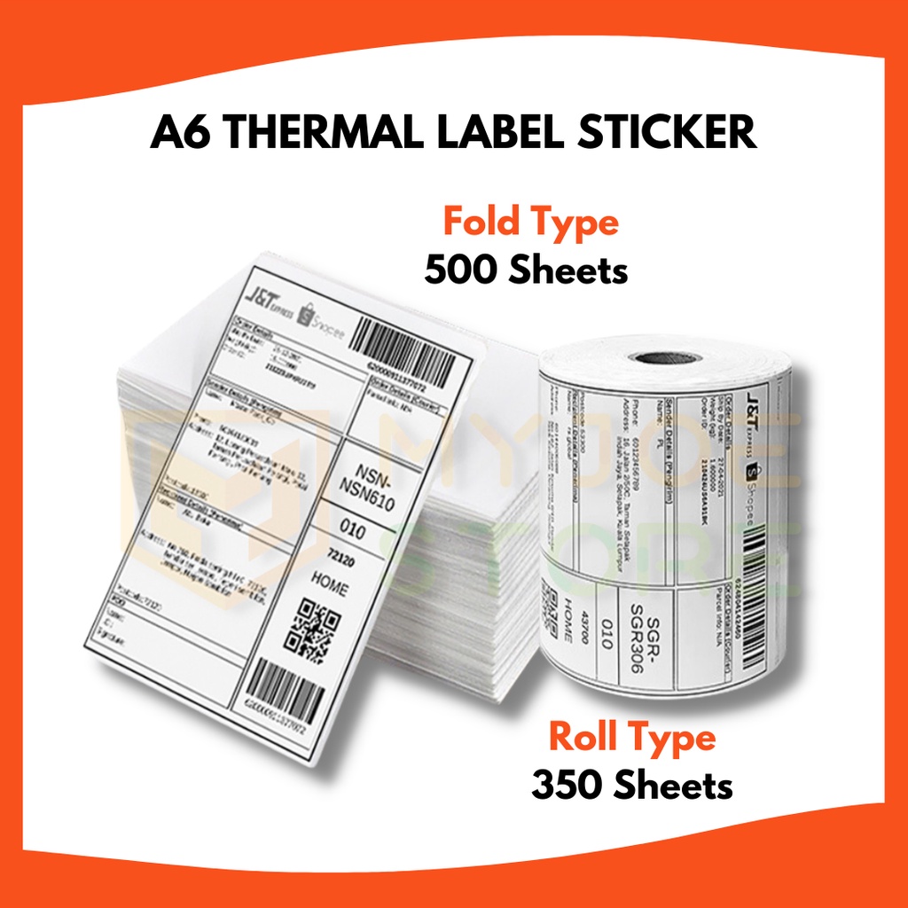 Thermal printer Sticker A6 350pcs paper AWB Shopee Easyparcel ...