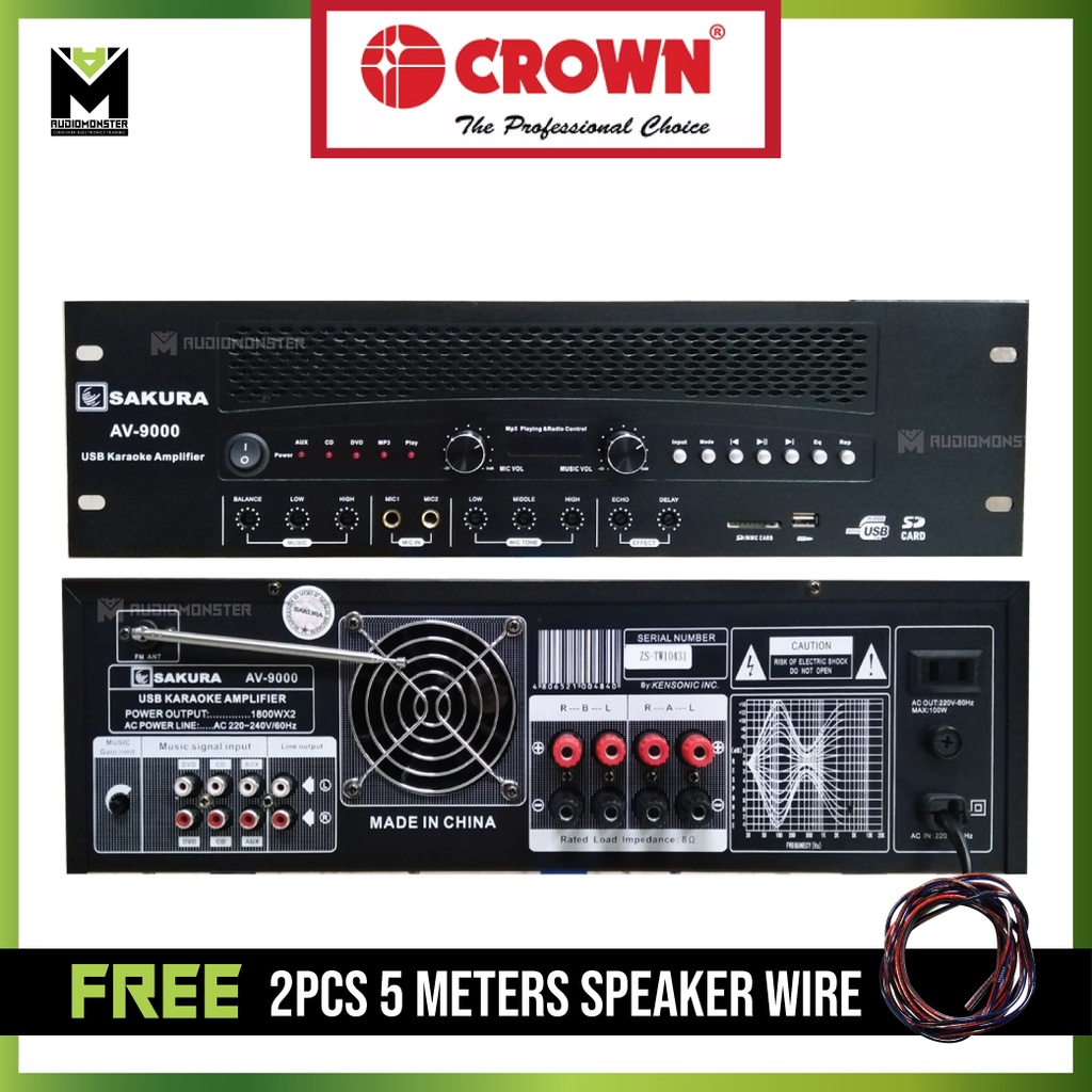 Sakura AV-9000 1800Wx2 Karaoke Amplifier Original-Brand New | Shopee Philippines