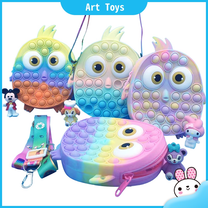 Pop It Bag Fidget Bubble Decompression Toy Crossbody Bag Kids Bubble ...
