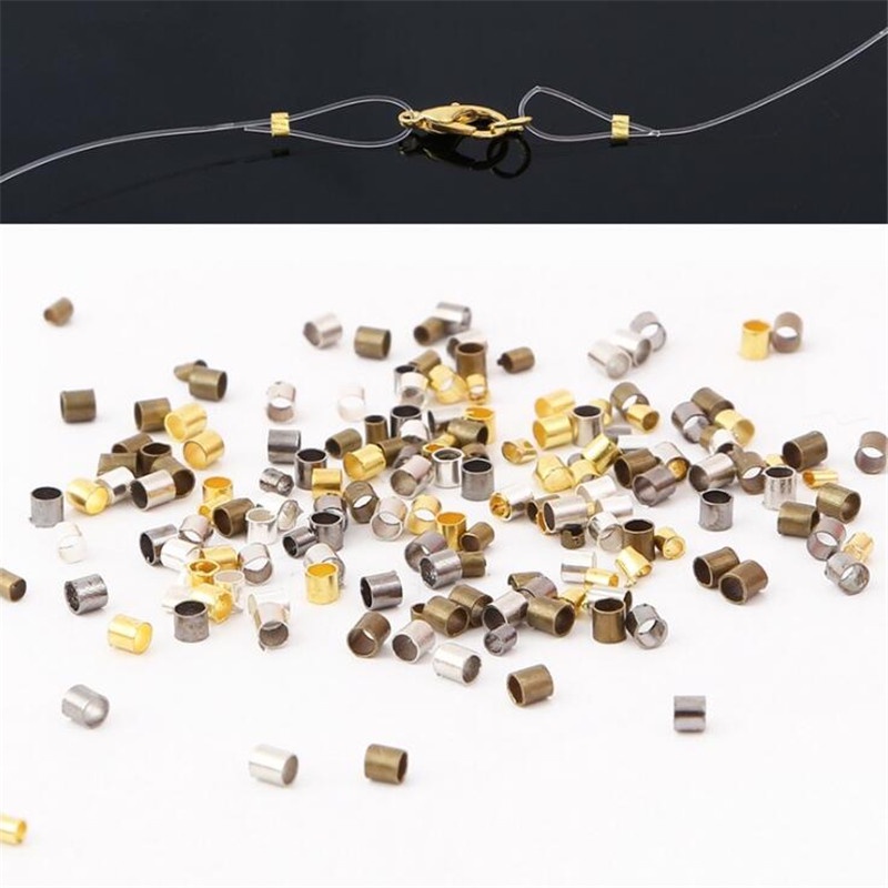 2MM 500PCS Copper Spacer Crimp and End Beads Positioning Bead Straight ...