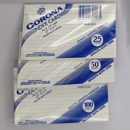 Corona Index Card (3 x 5 in) (Ruled Both Sides) | Shopee Philippines