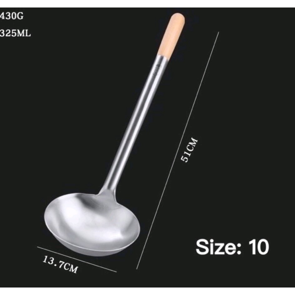 Sandok/Ladle With Wood Handle Stainless Makapal Sizes: [8onz/10onz ...