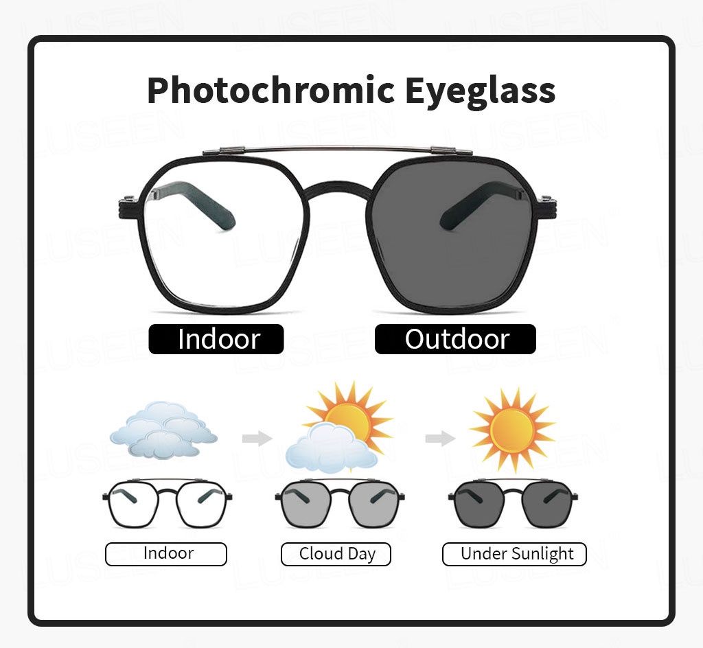 LUSEEN Photochromic Anti Radiation Eyeglass For Woman Men Transition ...