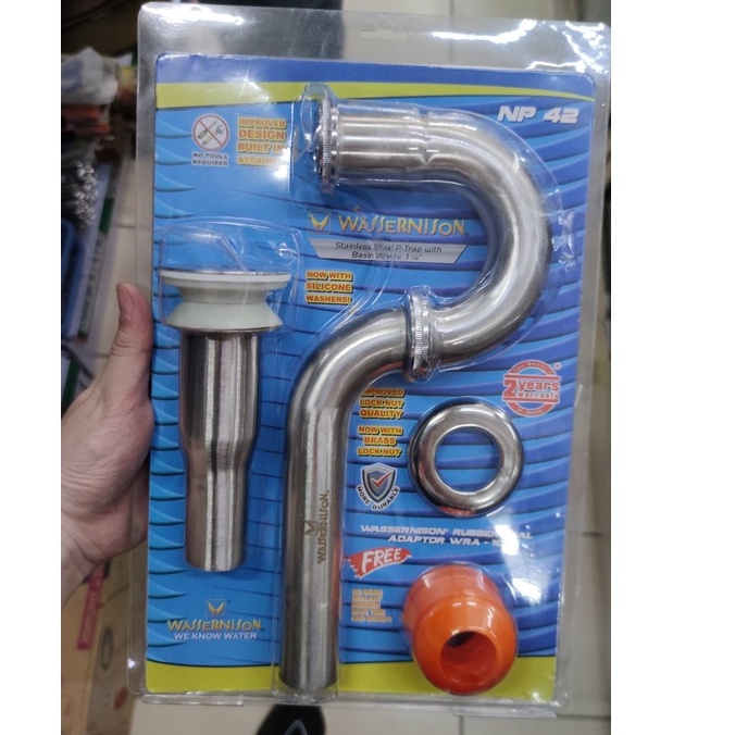 Wassernison Stainless Steel Ptrap With Strainer Basin Waste 1-1/4 Sa ...