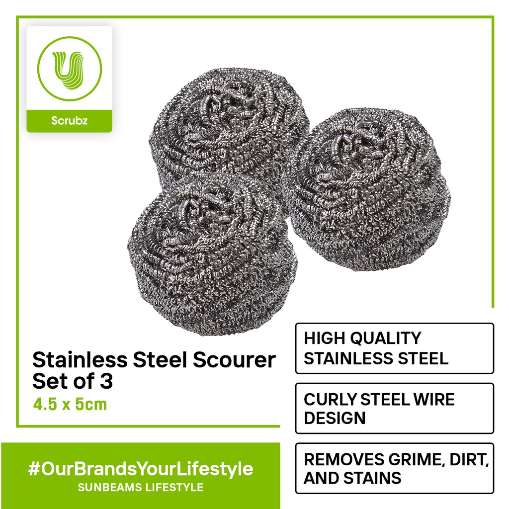 SCRUBZ Premium Stainless Steel Scourer Set of 4.5x5 cm Tough Kitchen ...