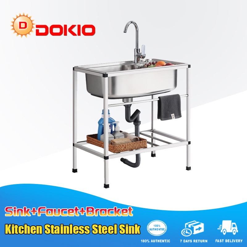 DOKIO Stainless Steel Kitchen Sink Complete Set Home Lababo with Faucet ...