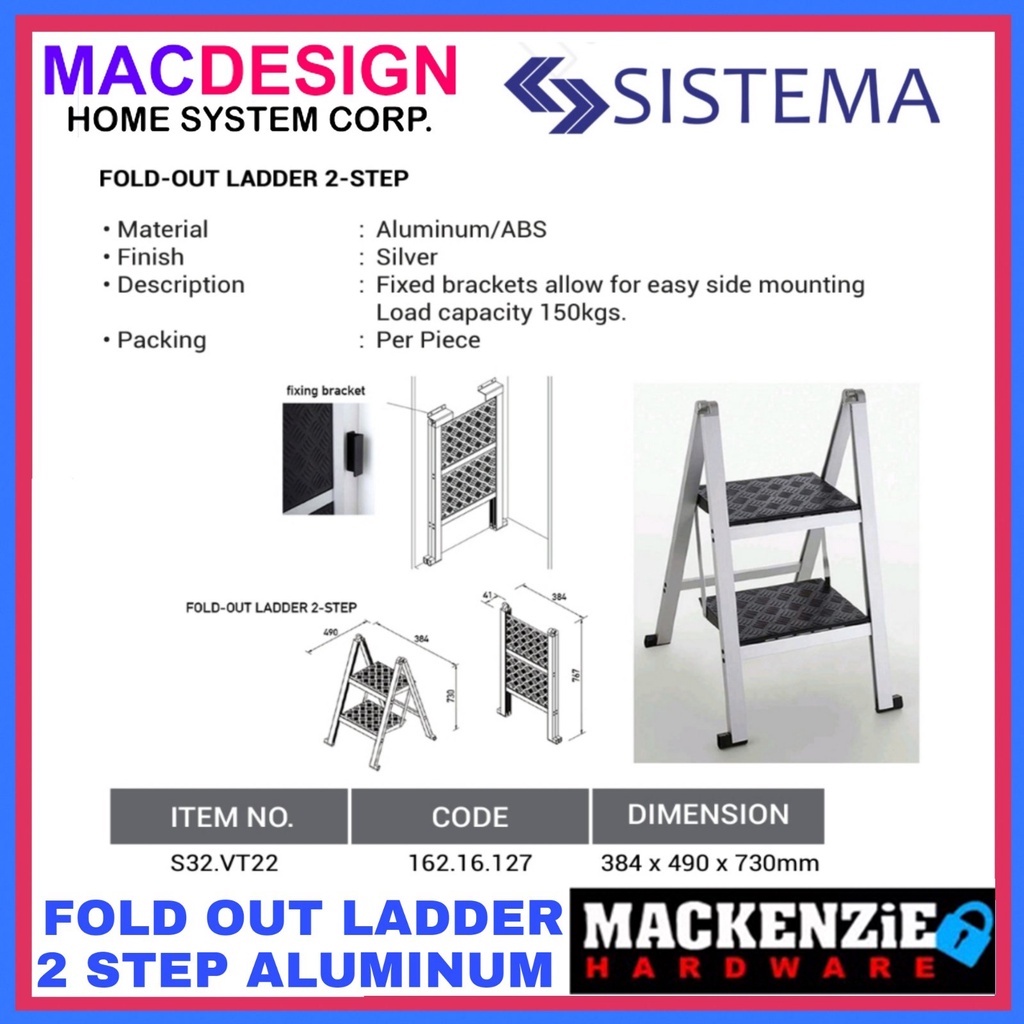SISTEMA S32 VT22 FOLD OUT LADDER 2 STEP ALUMINUM | Shopee Philippines