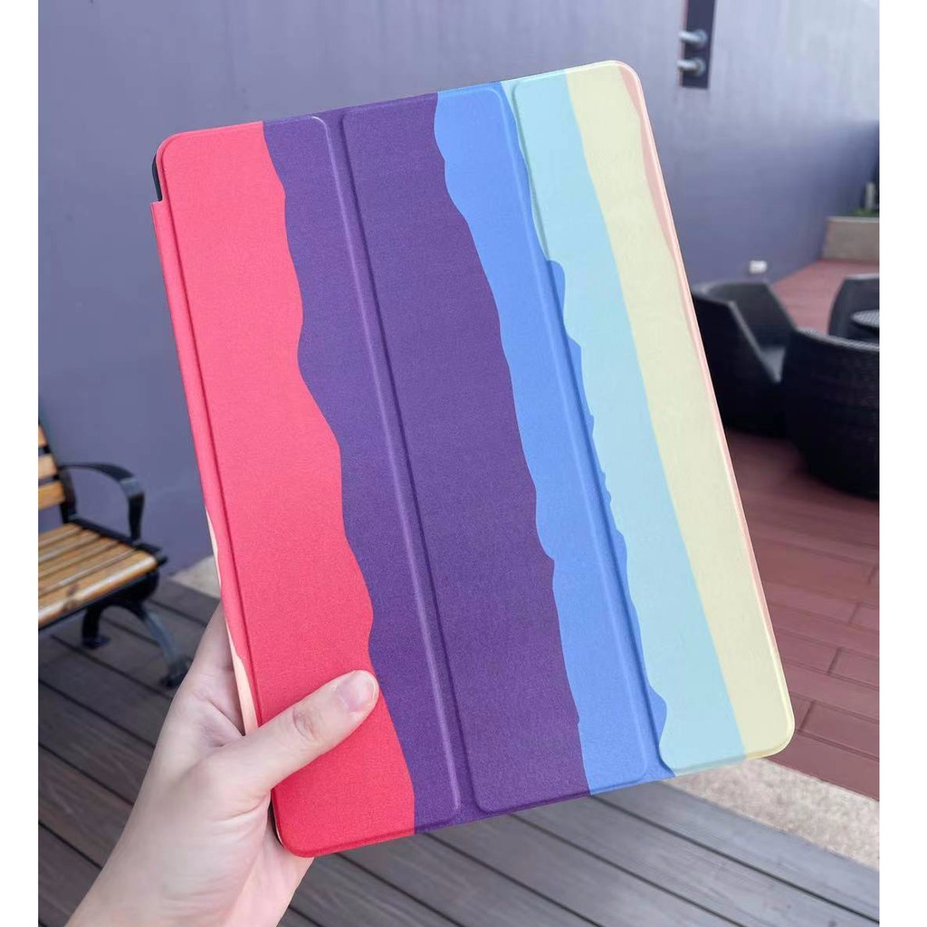 Rainbow watercolor Leather Case Filp Cover iPad Mini 4 Mini 5 7.9 Mini ...