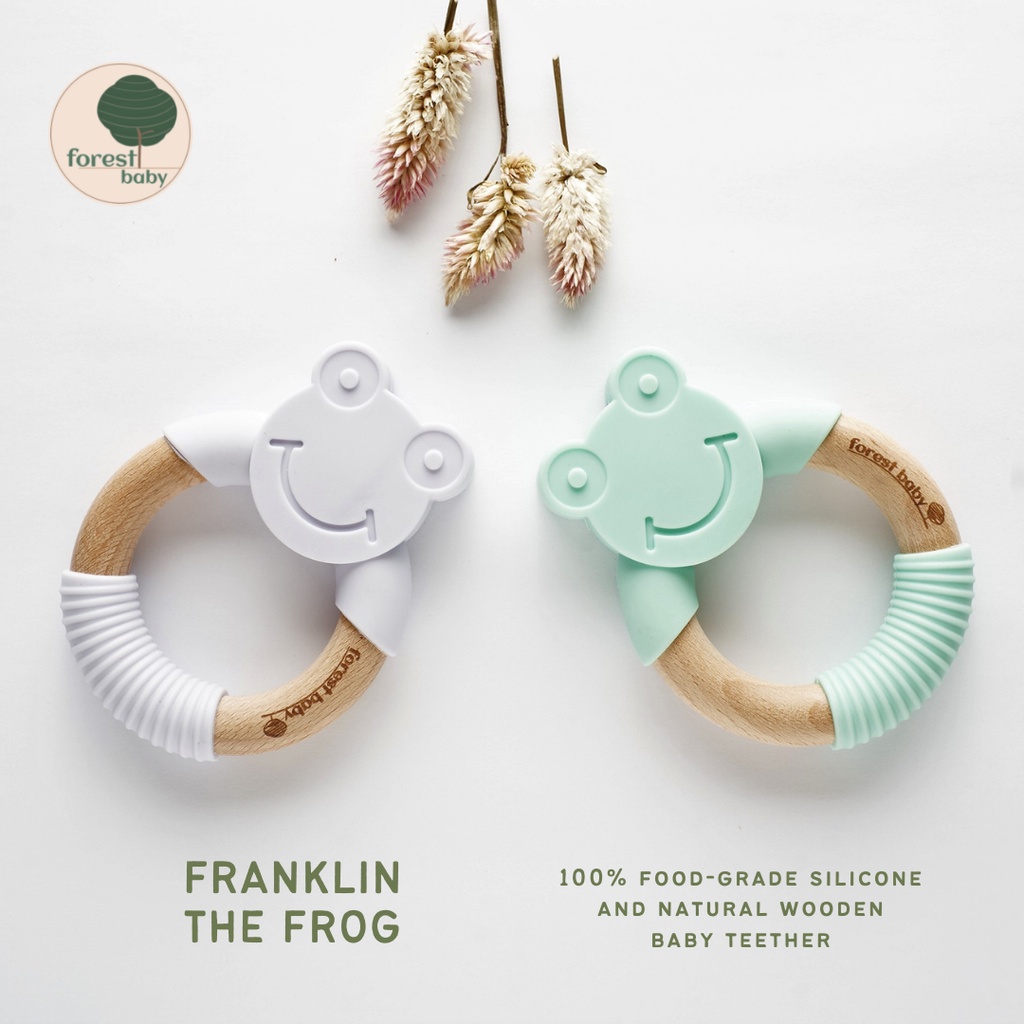 Forest Baby Silicone and Wooden Teether (FRANKLIN THE FROG) | Shopee ...