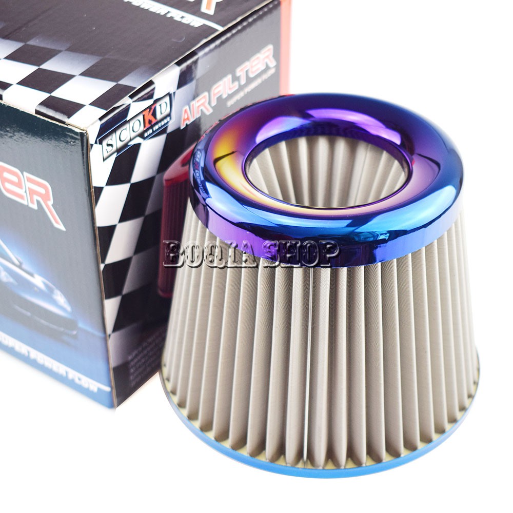 Universal Racing Car Air Filter Stainless Steel Burnt Blue 3" 76mm ...