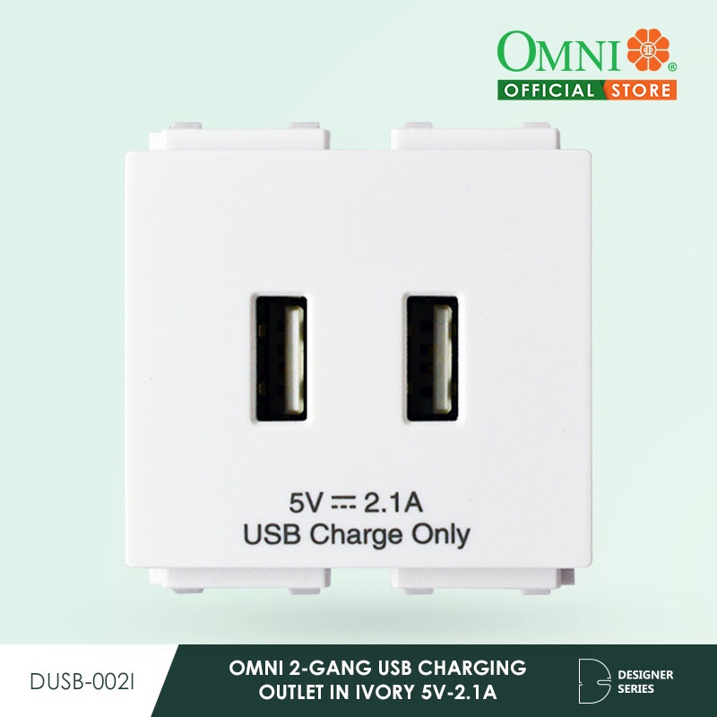 OMNI 2-Gang USB Charging Outlet in Ivory 5V-2.1A - DUSB-002 | Shopee ...