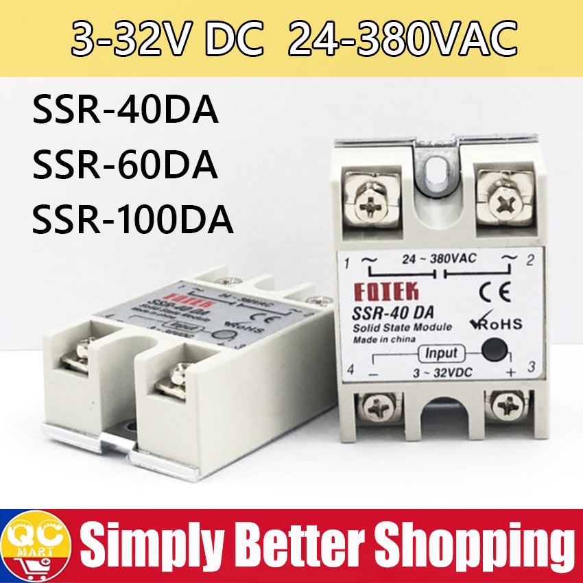 Solid State Relay SSR-40/60/100DA DC Control AC 480V 380V 220V Relay ...