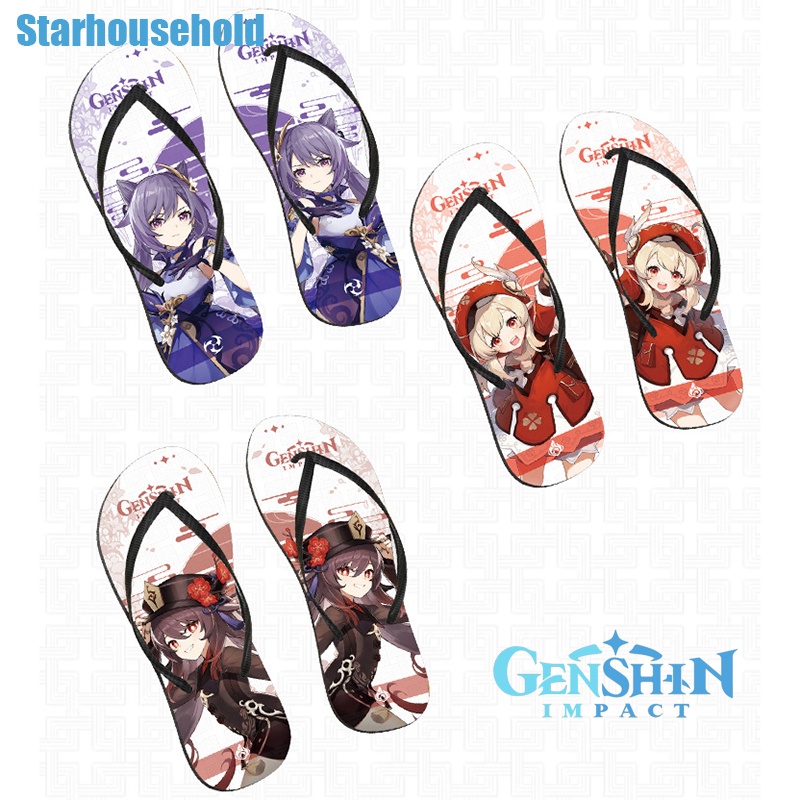 genshin impact sandals flip flops hutao zhongli Raiden Shogun print ...