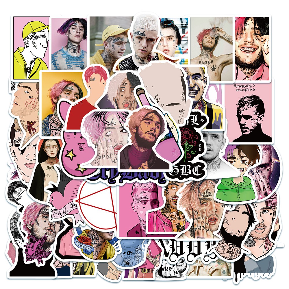 50pcs Lil Peep Singer Scrapbooking Stickers Packs Waterproof Skateboard ...