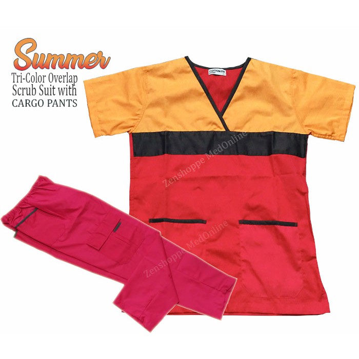 Tri-Color Overlap Scrub Suit with Cargo Pants (Summer) [LCC] | Shopee ...