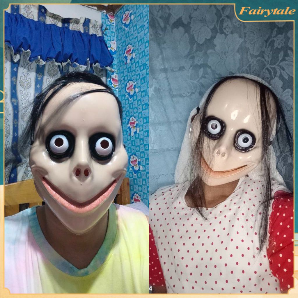 New Halloween Horror Long Hair MOMO Mask Scary Zombie Face Mask Cosplay ...