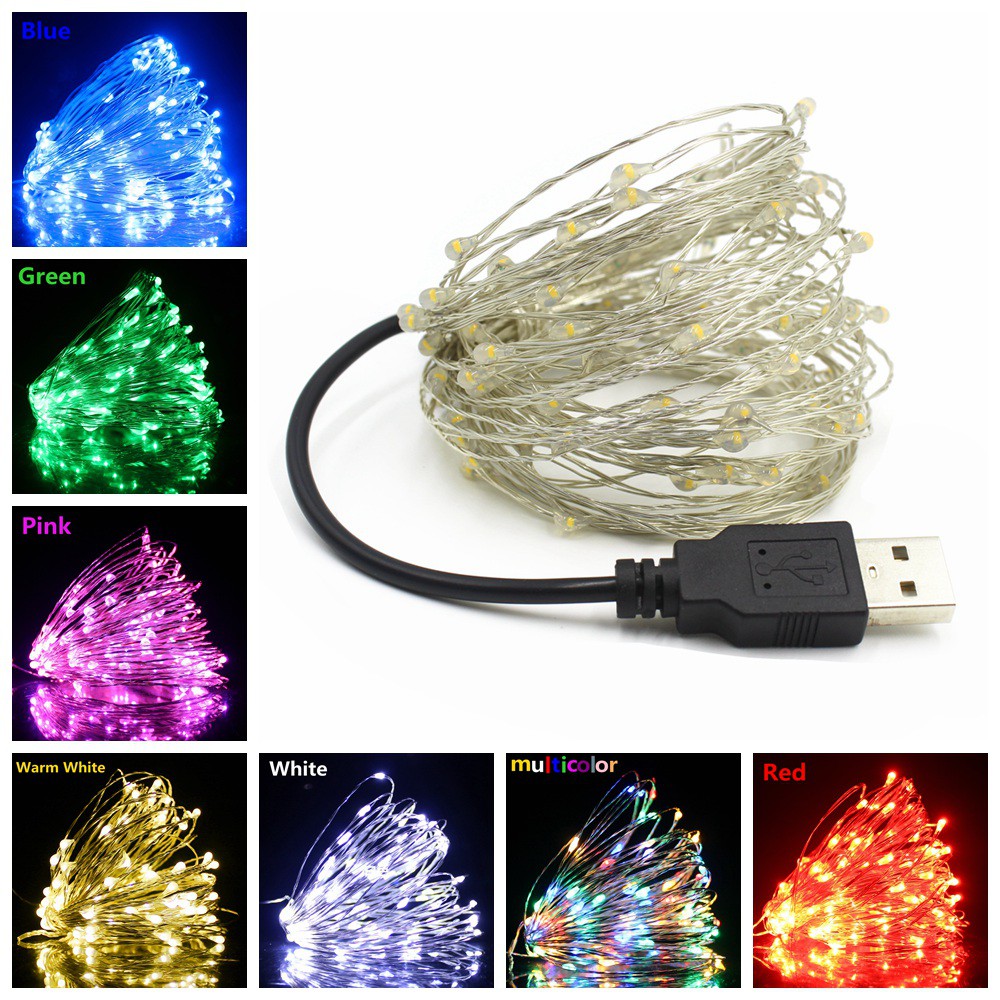 2M 3M 5M 10M 20/30/50/100 LED USB Mini LED Light Copper Wire String ...