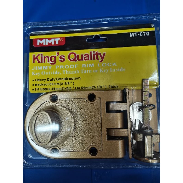RIM DEADLOCK MT-671 MT670 SINGLE CYLINDER W/ 3 PCS BRASS KEYS | Shopee ...