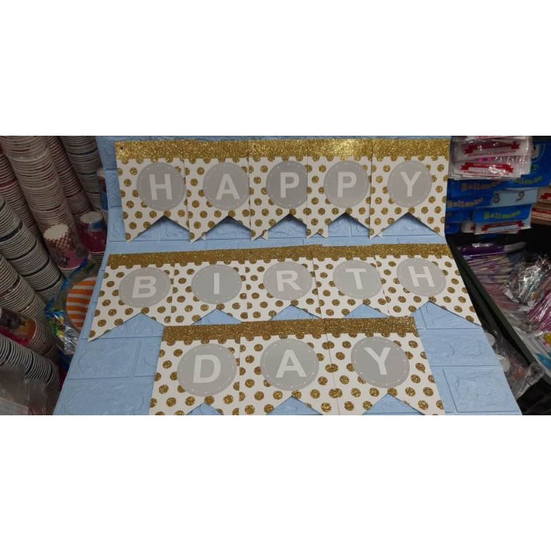 Happy birthday banner glittery POLKA DOT/DOTED WITH A GLITTERS SPARK ...