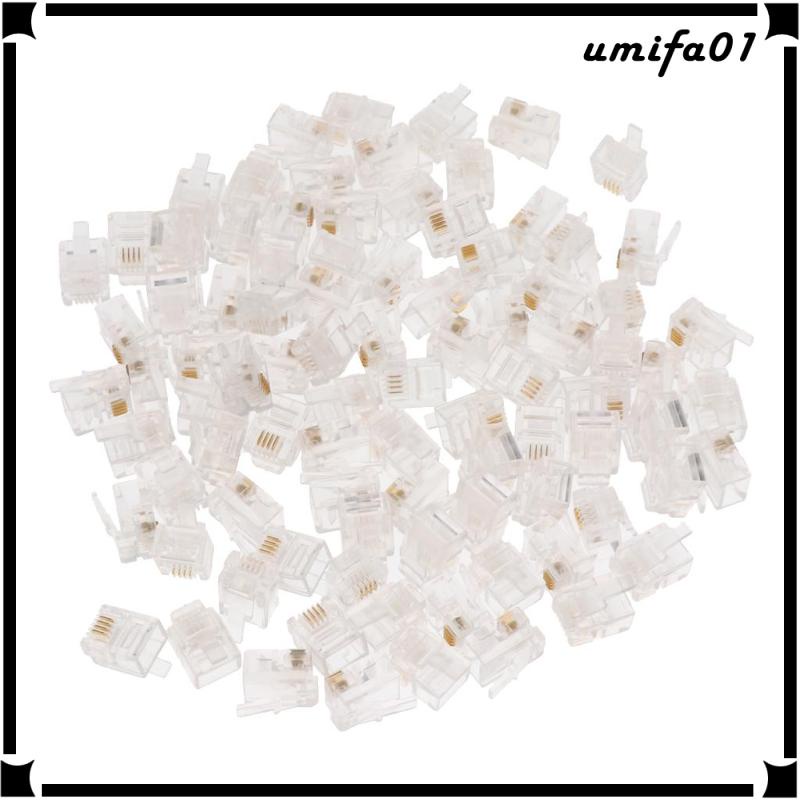 [ 100Pcs RJ11 RJ-11 6P4C Modular Plug Telephone Cord Connector | Shopee ...
