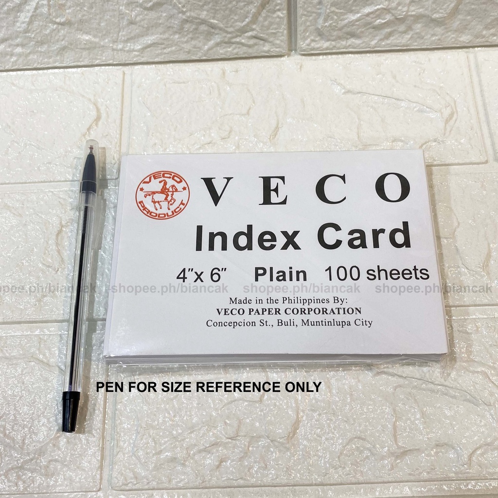 VECO INDEX CARD PLAIN 120GSM SOLD PER PACK OF 100 SHEETS (SCHOOL OFFICE ...