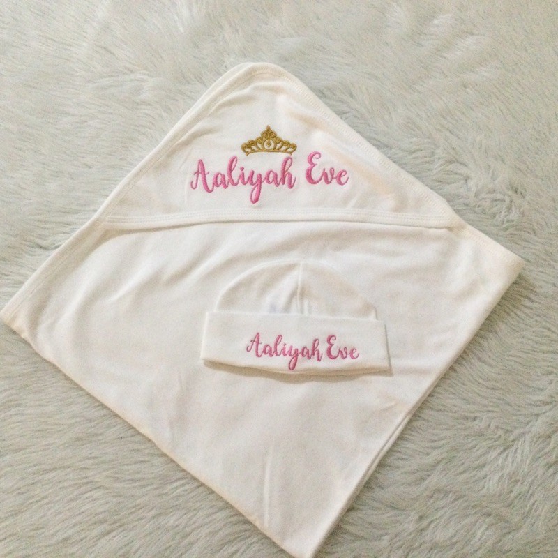 Personalized receiving blanket ( with embroidered name) | Shopee ...