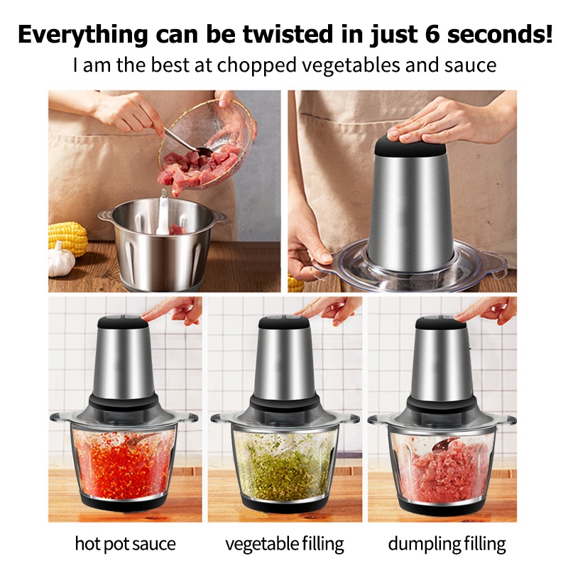 3L Meat Grinder Multi Function blender Electric Food Chopper Stainless ...