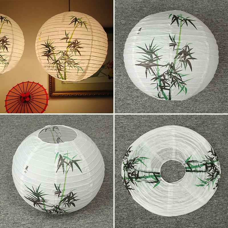 35cm Round Chinese Bamboo Paper Lantern Light Lamp Shade Oriental Home ...