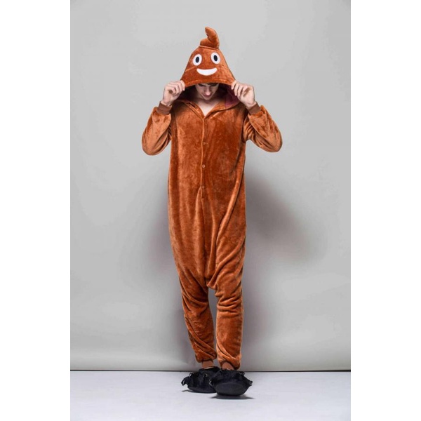 New Cartoon Flannel Adult Kigurumi Pajama Poop Onesie Jumpsuit Funny ...