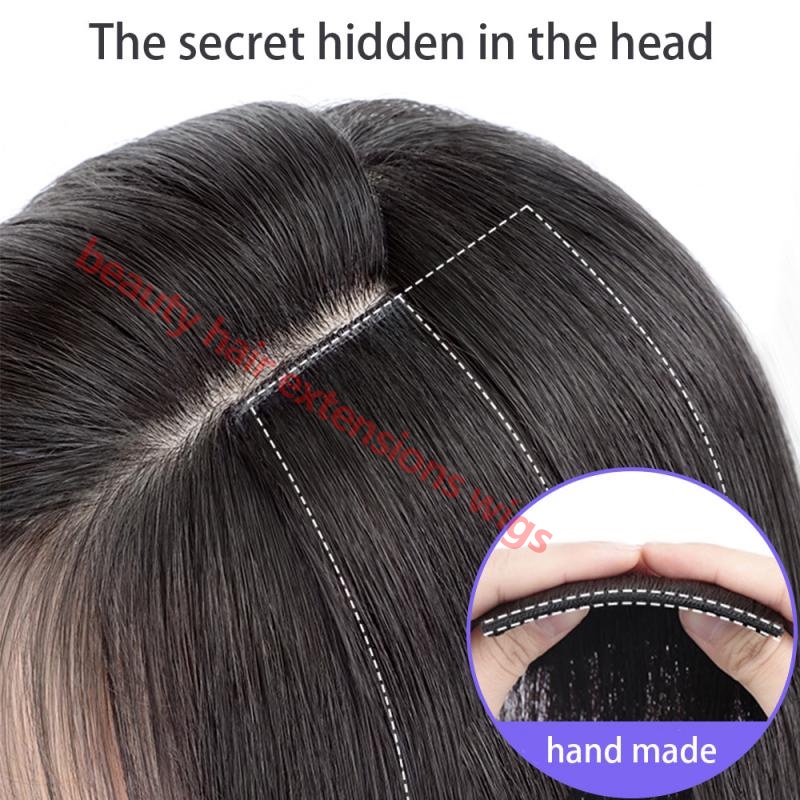 Women Invisible Hair Root Pad High Straight Hair Clip-in Hair Extension ...