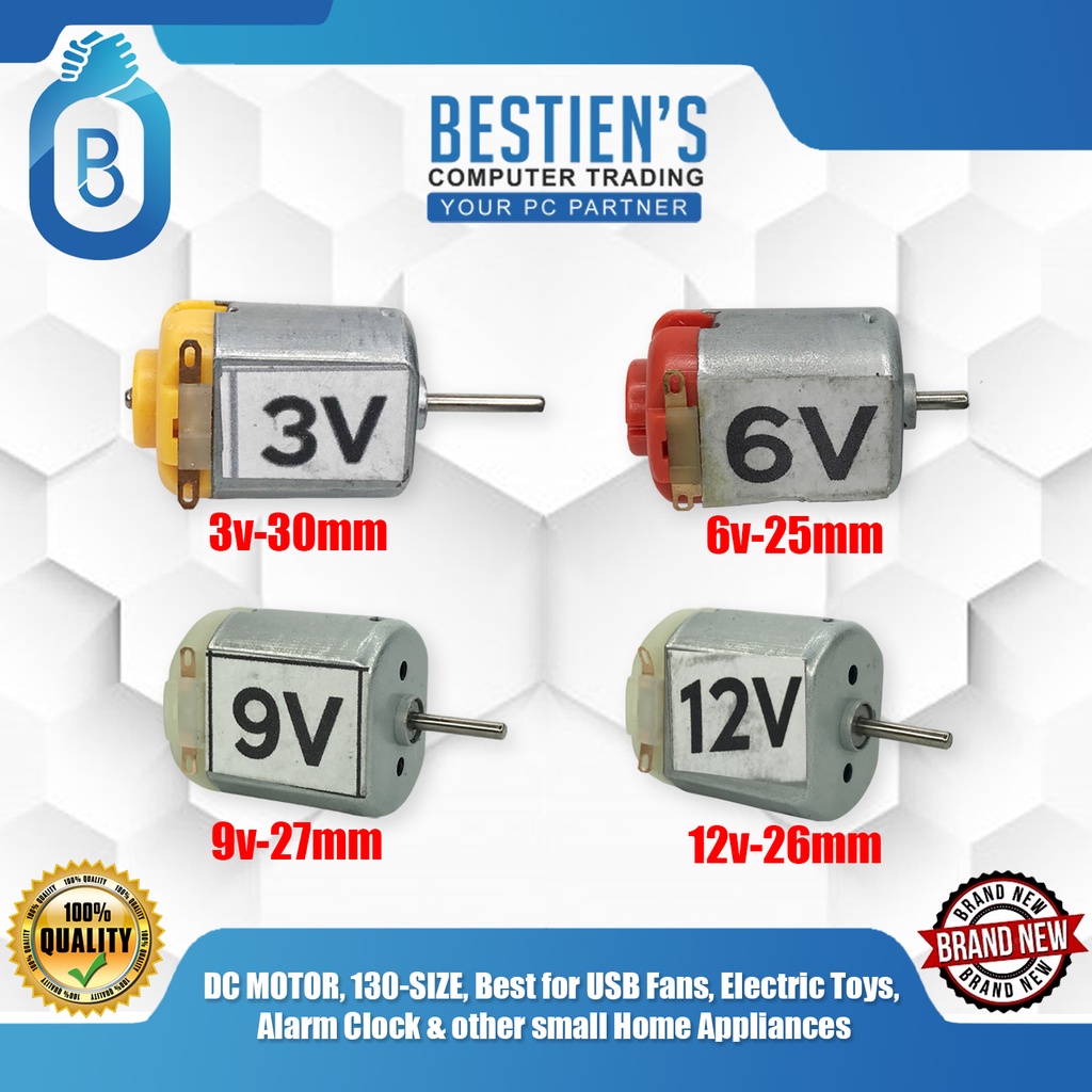 DC MOTOR, 130-SIZE, Best for USB Fans, Electric Toys, Alarm Clock ...