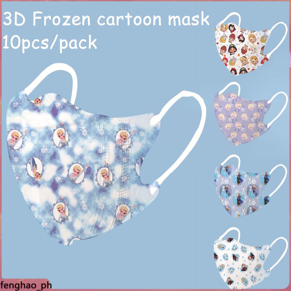 10pcs 3d Kids Mask 3ply Cartoon Frozen Mask Disposable Protective ...